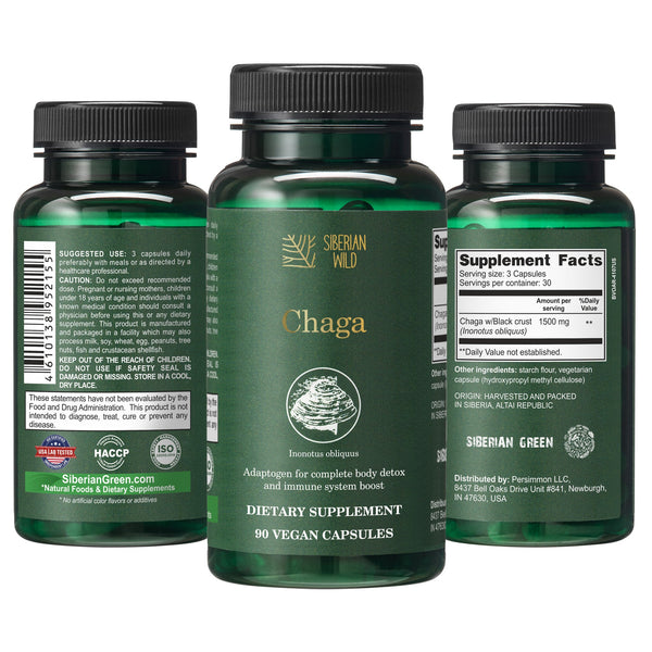 Chaga Mushroom Capsules – 1500mg Immune Support Supplement - Siberian ...
