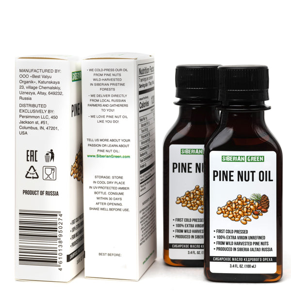 Siberian Pine Nut Oil - 100% Cold Pressed Extra Virgin - Siberian Green ...